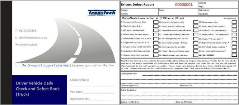 Lorry/Truck Daily Duplicate Defect & Check Book | Transolva