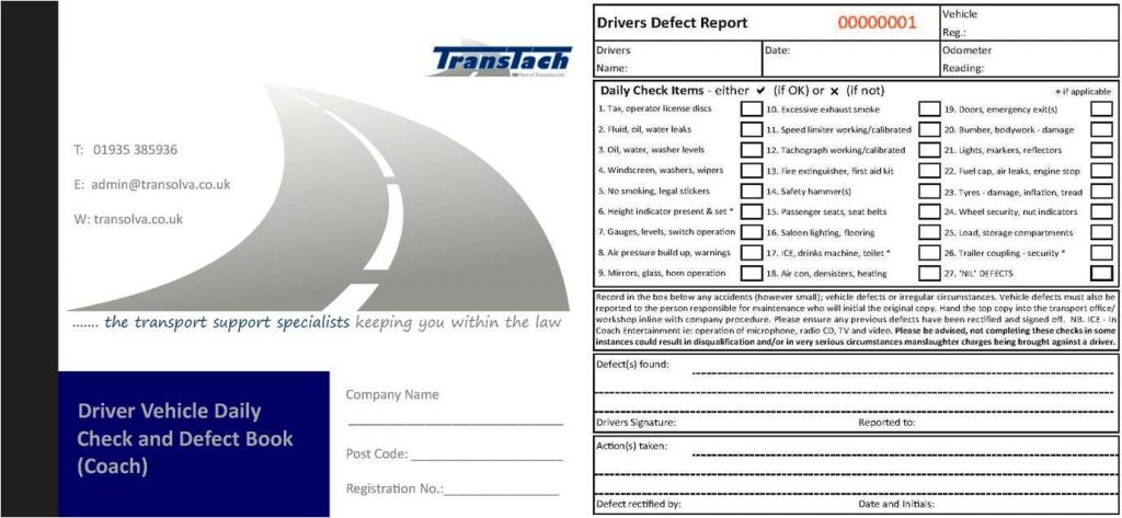 Drivers Daily Duplicate Defect & Check Book | Transolva