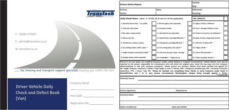 Van Daily Duplicate Defect & Check Book | Transolva